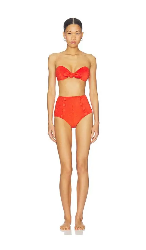 Lisa Marie Fernandez Poppy High Waist Bikini Set - Tomato