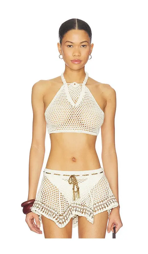 My Beachy Side Dune Hand-crocheted Top - Ivory