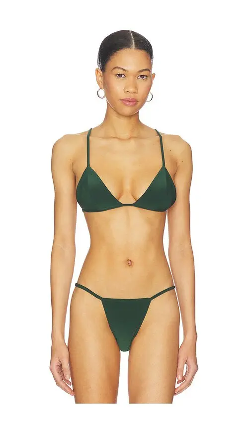 Norma Kamali No Tie Triangle Bikini Top - Dark Emerald