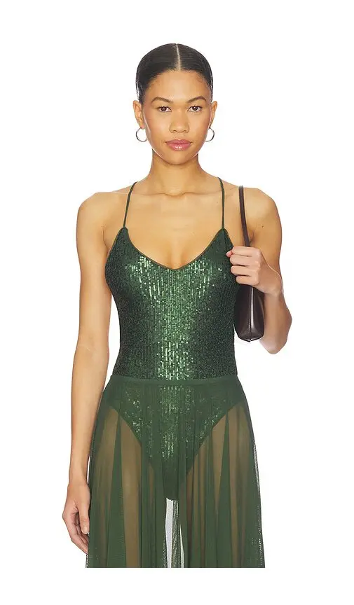 Norma Kamali Fara Low Back One Piece - Dark Emerald