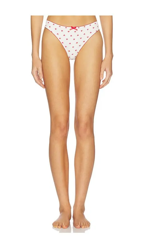 KAT THE LABEL Hugo Thong In White - Heart Print
