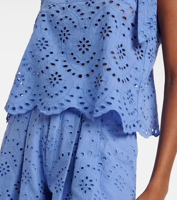 Poupette St Barth Noa Broderie Anglaise Cotton Top