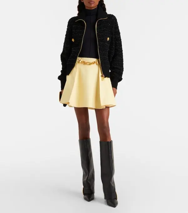 Balmain Chain-detail Pleated Miniskirt - White