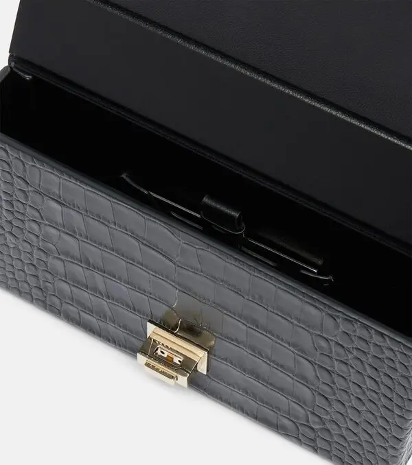 TOM FORD T Latch Croc-effect Leather Box Clutch