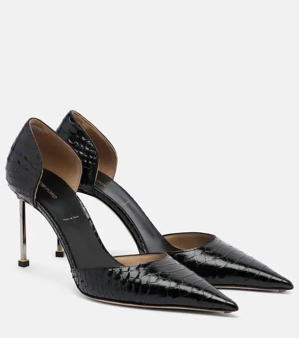 TOM FORD Spire Snake-effect Leather Pumps - Black