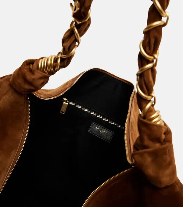 Saint Laurent Amalia Suede Shoulder Bag - Brown