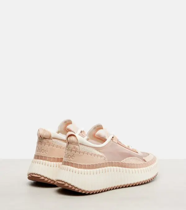 Chloé Nama Leather-trimmed Platform Sneakers - Pink