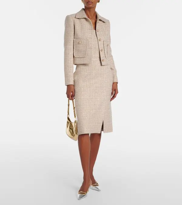 Elie Saab Sequined Tweed Jacket - Beige