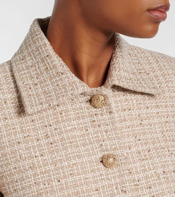 Elie Saab Sequined Tweed Jacket - Beige