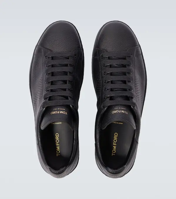 TOM FORD Warwick Perforated Leather Sneakers - Black