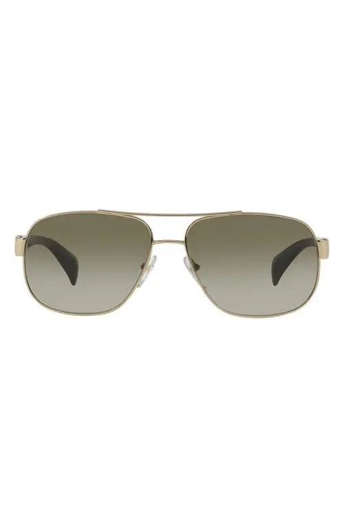 Prada 61mm Gradient Pilot Sunglasses - Gld Grn