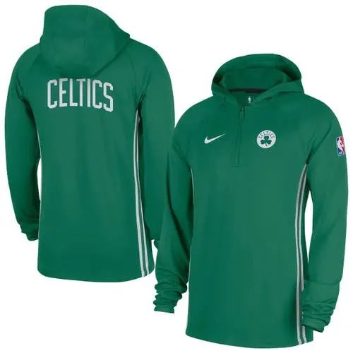 Nike Boston Celtics Authentic On Court Zone Quarter-zip Dri-fit Hoodie Jacket - Kelly Green