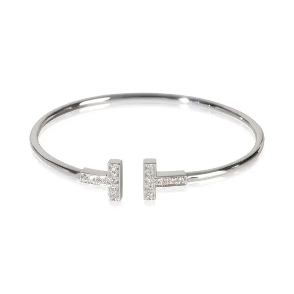 Tiffany & Co. White Gold Diamond T Wire Bracelet - White_gold