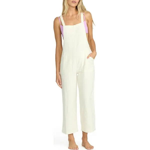 BILLABONG Pacific Time Cotton Gauze Jumpsuit - White Cap