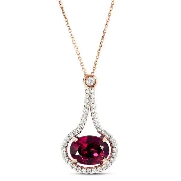 Benbridge Rose Gold Garnet And Diamond Halo Pendant Necklace - Purple