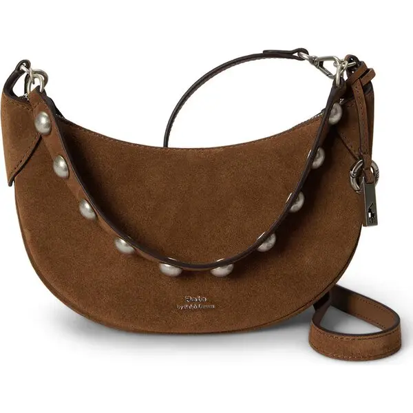 Polo Ralph Lauren Polo Id Stud Suede Crossbody Bag