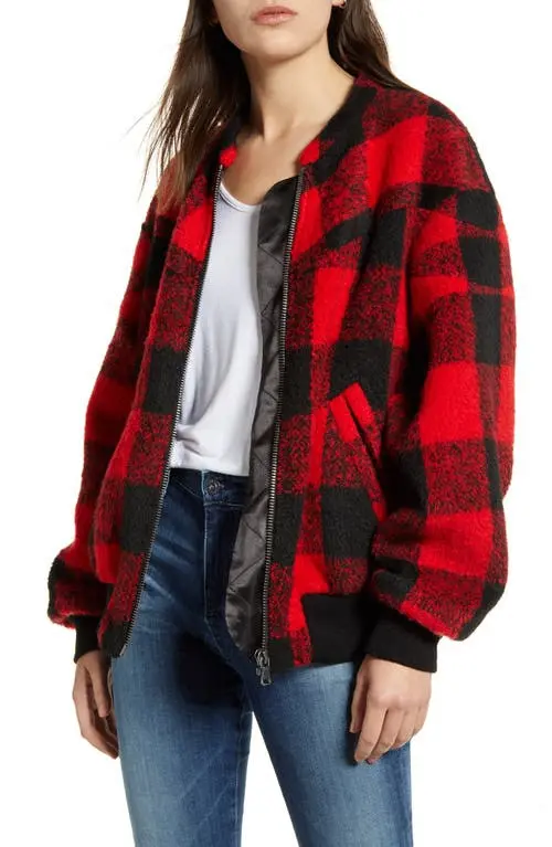Rebecca Minkoff Brenda Buffalo Check Bomber Jacket