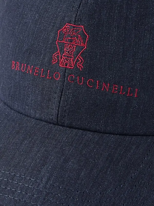 Brunello Cucinelli Logo-embroidered Linen Baseball Cap - Blue