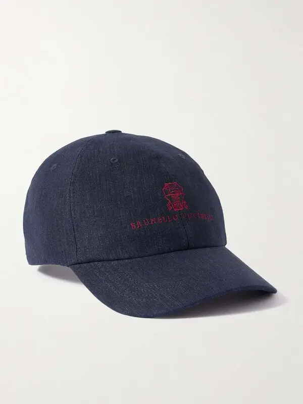 Brunello Cucinelli Logo-embroidered Linen Baseball Cap - Navy