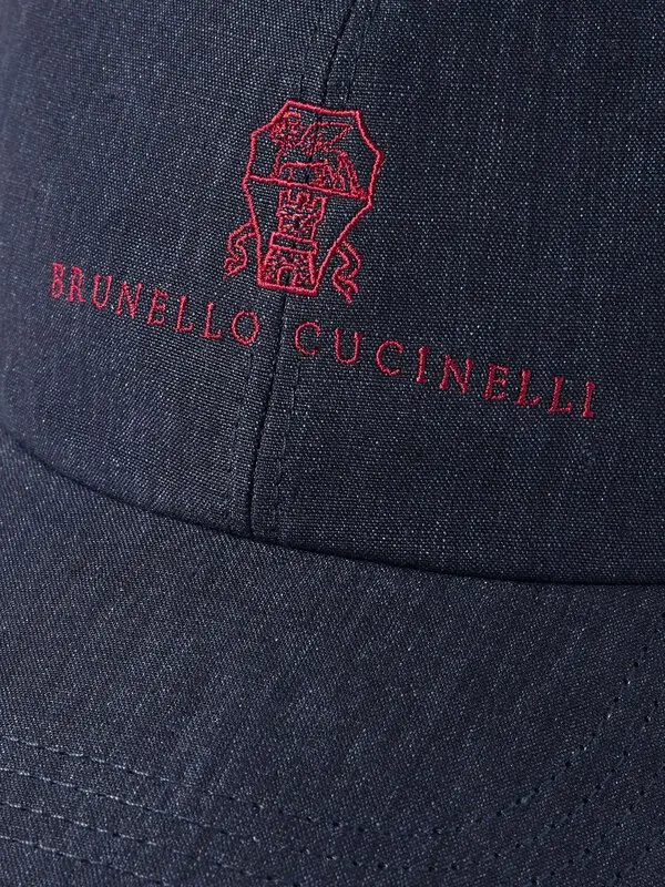 Brunello Cucinelli Logo-embroidered Linen Baseball Cap - Navy