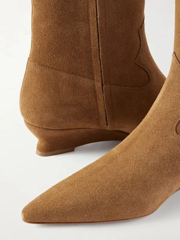 Le Monde Beryl Suede Wedge Ankle Boots - Brown