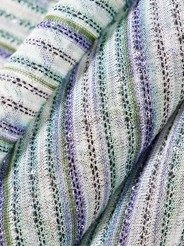 Missoni Sequin-trimmed Striped Crochet-knit Wrap - Light Blue
