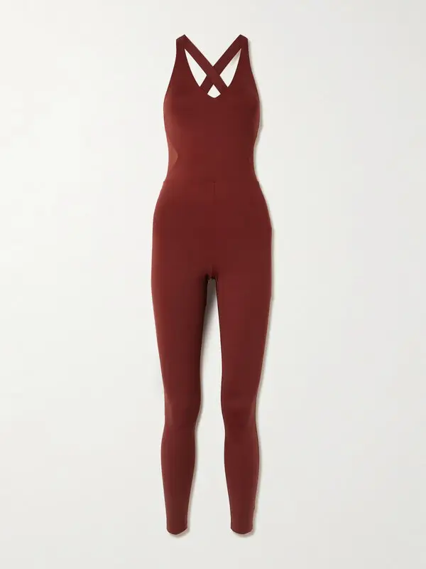 ERES Graham Tulle-trimmed Stretch-jersey Jumpsuit - Burgundy