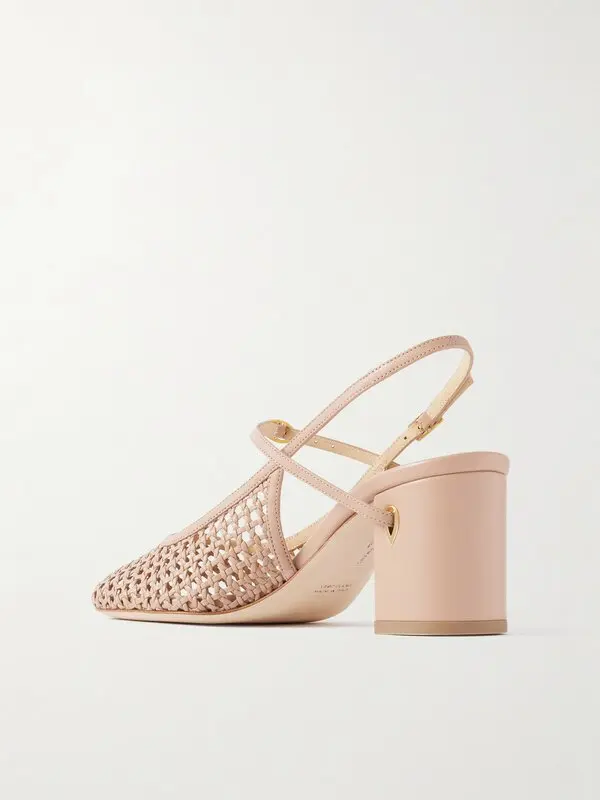 Jennifer Chamandi Mattia 65 Woven Leather Slingback Pumps - Neutrals