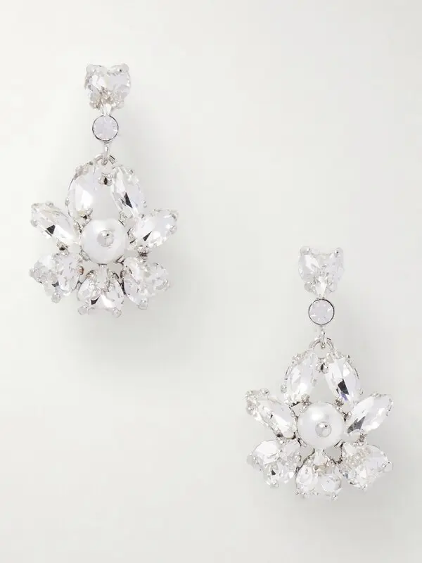 Simone Rocha Heartbloom Crystal And Resin Earrings - Silver