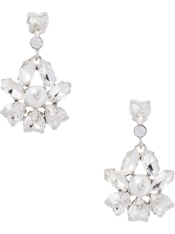 Simone Rocha Heartbloom Crystal And Resin Earrings - Silver