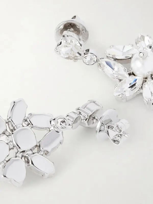 Simone Rocha Heartbloom Crystal And Resin Earrings - Silver