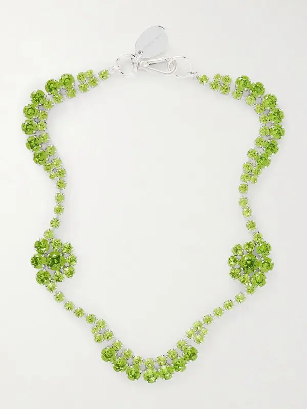 Simone Rocha Scalloped Sepal Crystal Necklace - Green