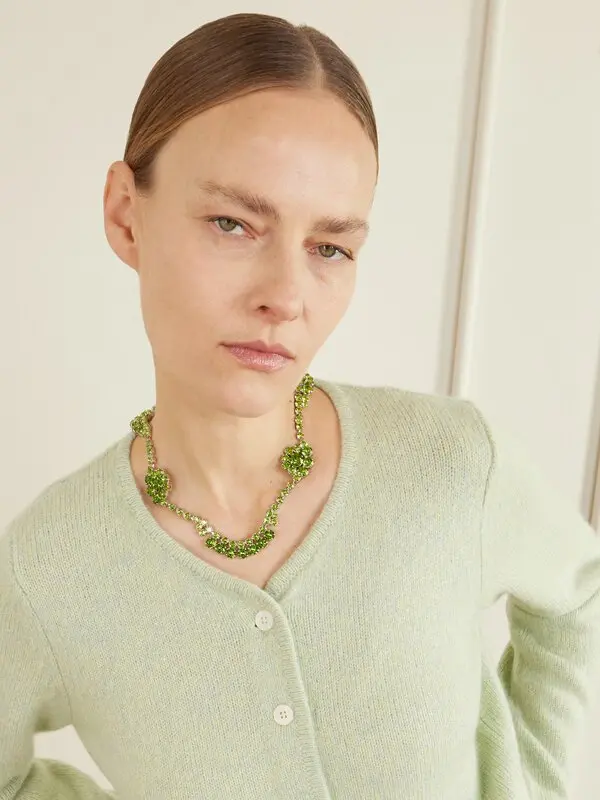 Simone Rocha Scalloped Sepal Crystal Necklace