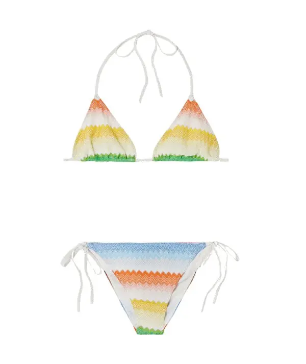 Missoni Mare Striped Metallic Crochet-knit Triangle Bikini - Multi