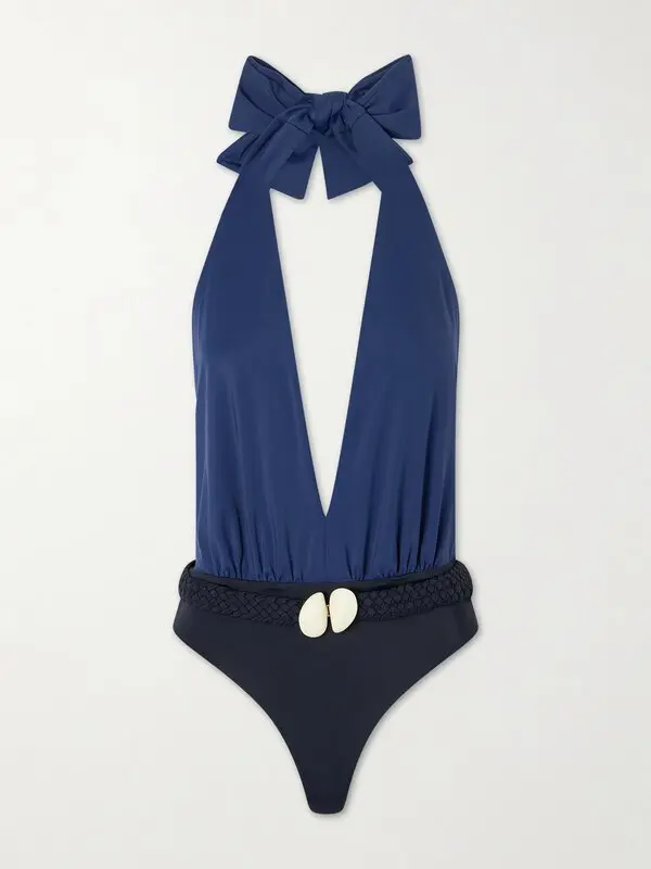 Johanna Ortiz Seashell Hunting Embellished Swimsuit - Blue
