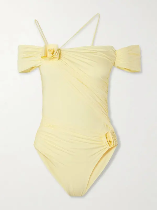 MAYGEL CORONEL Fiorella Off-the-shoulder Swimsuit - Yellow