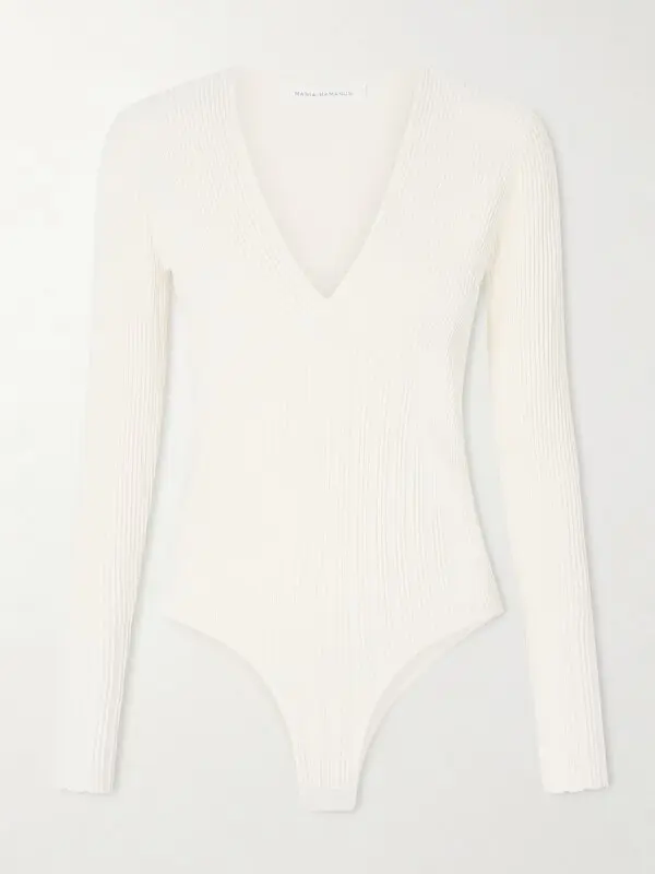 Maria Mcmanus Recycled Ribbed-knit Bodysuit - Neutrals