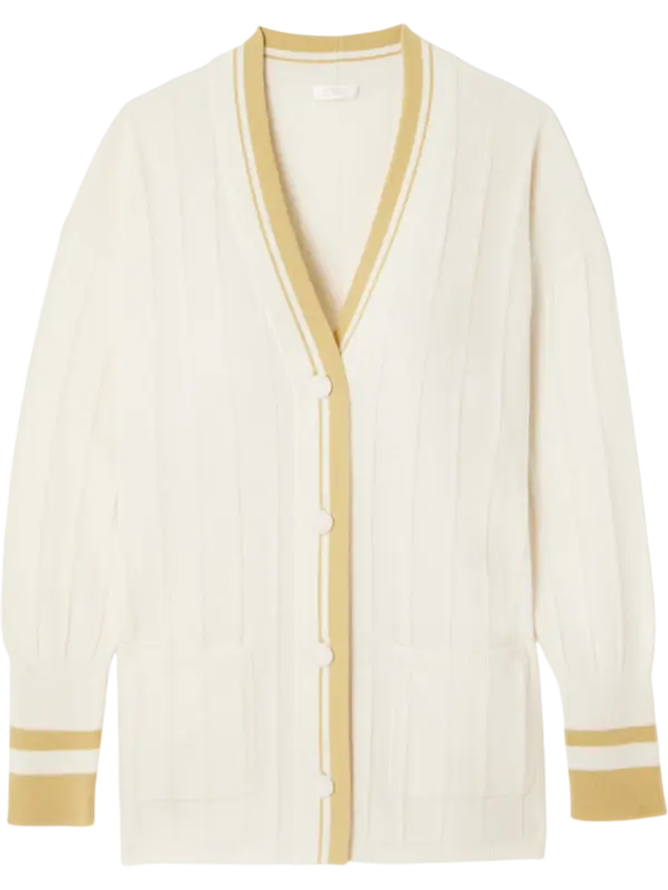 ERES Clubhouse Striped Ribbed Wool And Cashmere-blend Cardigan - Cream