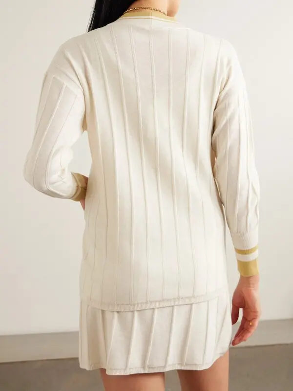 ERES Clubhouse Striped Ribbed Wool And Cashmere-blend Cardigan - Neutrals