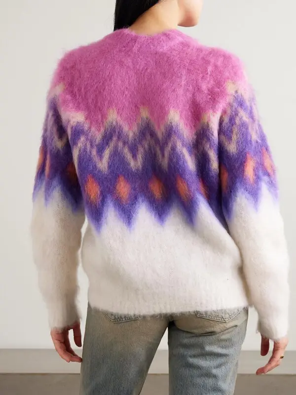 MARANT ETOILE Ambre Intarsia-knit Sweater - Pink
