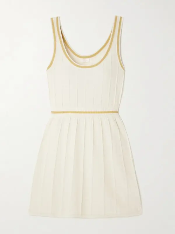 ERES Elite Striped Wool And Cashmere-blend Mini Dress - Cream