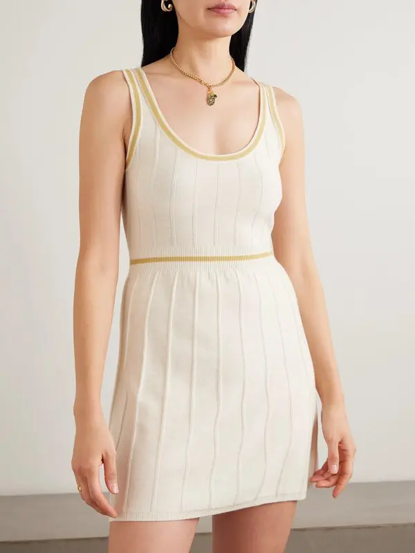 ERES Elite Striped Wool And Cashmere-blend Mini Dress - Cream