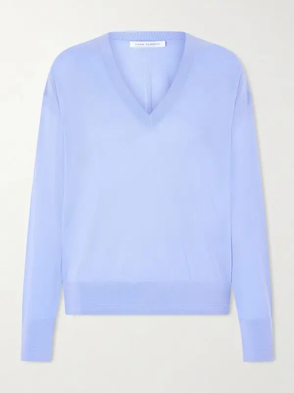 Maria Mcmanus Merino Wool V-neck Sweater - Blue