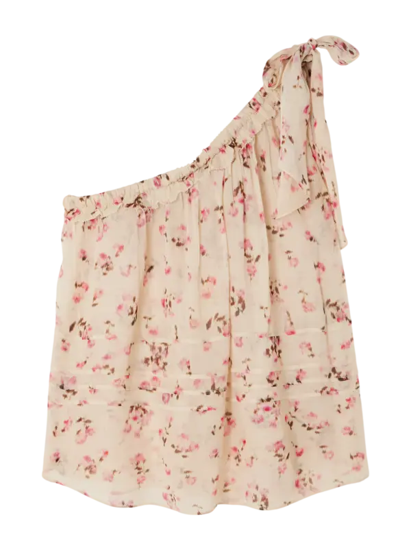 MARANT ETOILE Loeva One-shoulder Floral Top - Neutrals