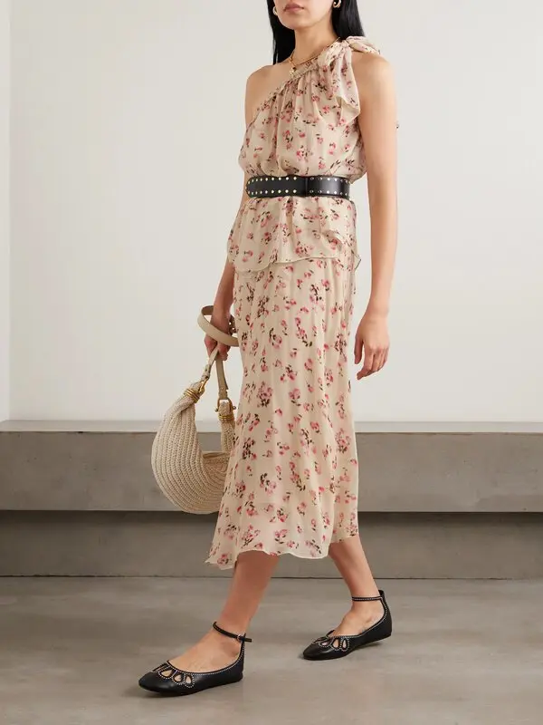 MARANT ETOILE Loeva One-shoulder Floral Top - Neutrals