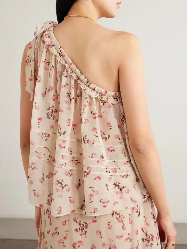 MARANT ETOILE Loeva One-shoulder Floral Top - Neutrals
