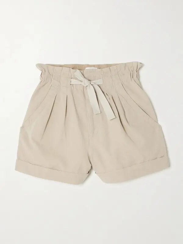 MARANT ETOILE Nirma Pleated Cotton And Linen-blend Twill Shorts