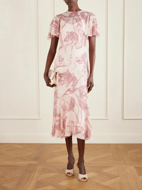 sachin and babi light blue dress Erdem Printed Silk-chiffon Midi Dress