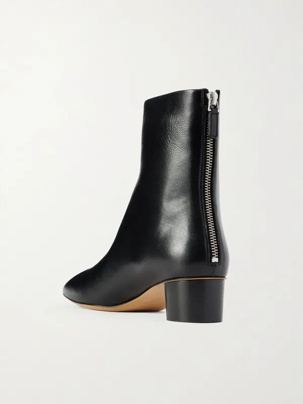 Le Monde Beryl Carole Leather Ankle Boots - Black