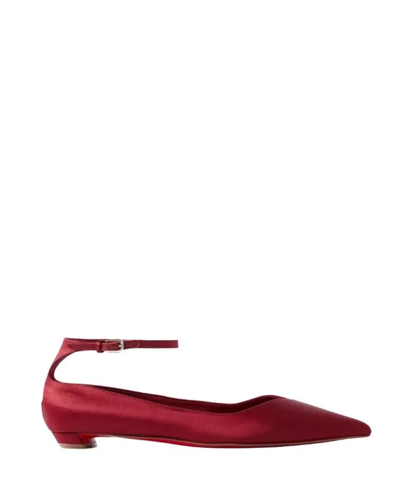 CHRISTIAN LOUBOUTIN Erozeena Satin Point-toe Flats - Red